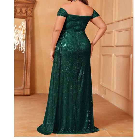 Dresses | Plus Champagne Sequin Off Shoulder Ruched Formal Party ...
